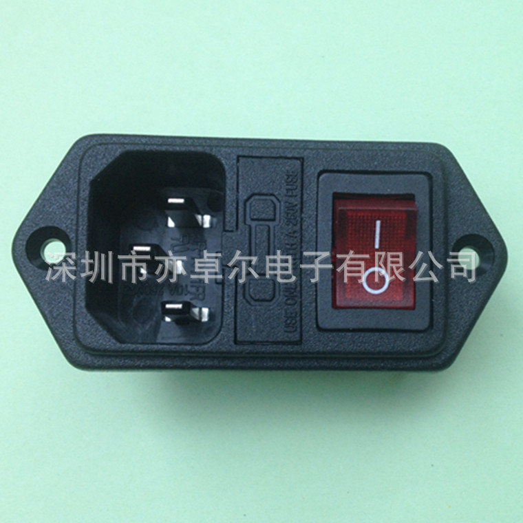 台湾原装正品JEC 捷森带保险带开关的三合一插座JR-101-1FR1红灯-阿里巴巴