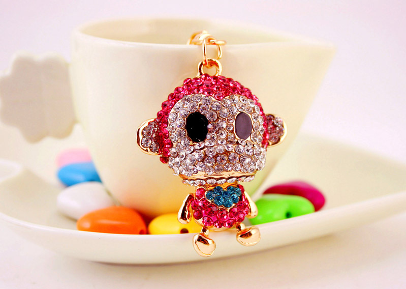 Wholesale creative cute diamond-studded little monkey keychain ...