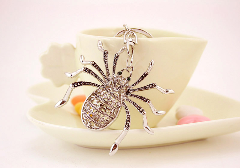 Wholesale creative diamond-studded spider car keychain - Nihaojewelry