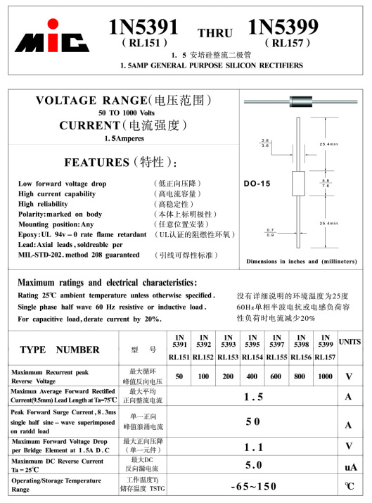 原装MIC 1N5399整流二极管 IN5399整流二极管 原装正品-阿里巴巴