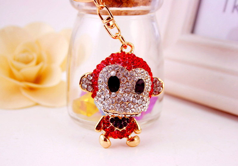 Wholesale creative cute diamond-studded little monkey keychain ...