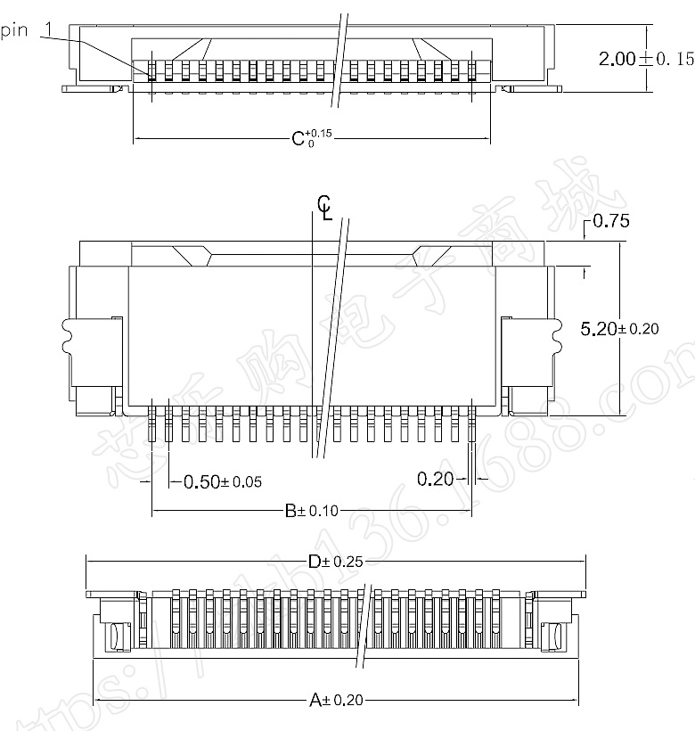 FPC连接器 10P 10PIN 0.5MM间距 下接 贴片 抽屉式 FFC 翻盖插座-阿里巴巴
