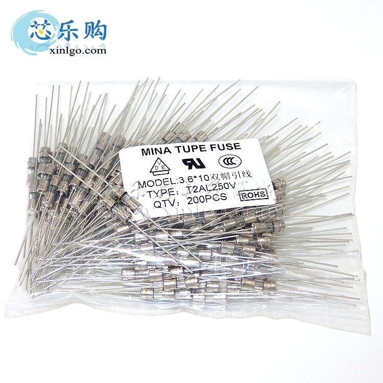 保险丝T2AL250V 3.6*10MM 2A 250V 带引脚保险管 快断保险丝-阿里巴巴