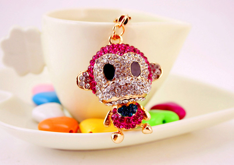 Wholesale creative cute diamond-studded little monkey keychain ...
