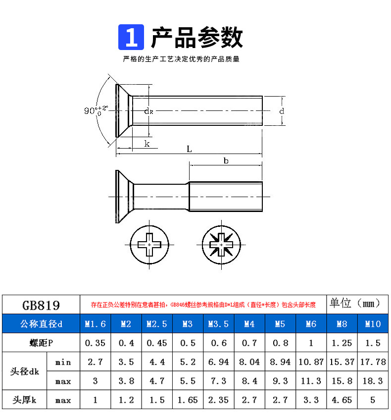 304不锈钢/十字沉头机牙螺丝 十字平机牙螺丝 GB819【m2m3m4m5】-阿里巴巴