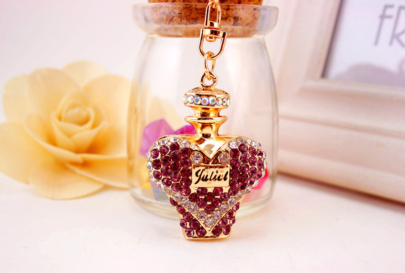 Wholesale crystal diamond perfume bottle women's car keychain ...