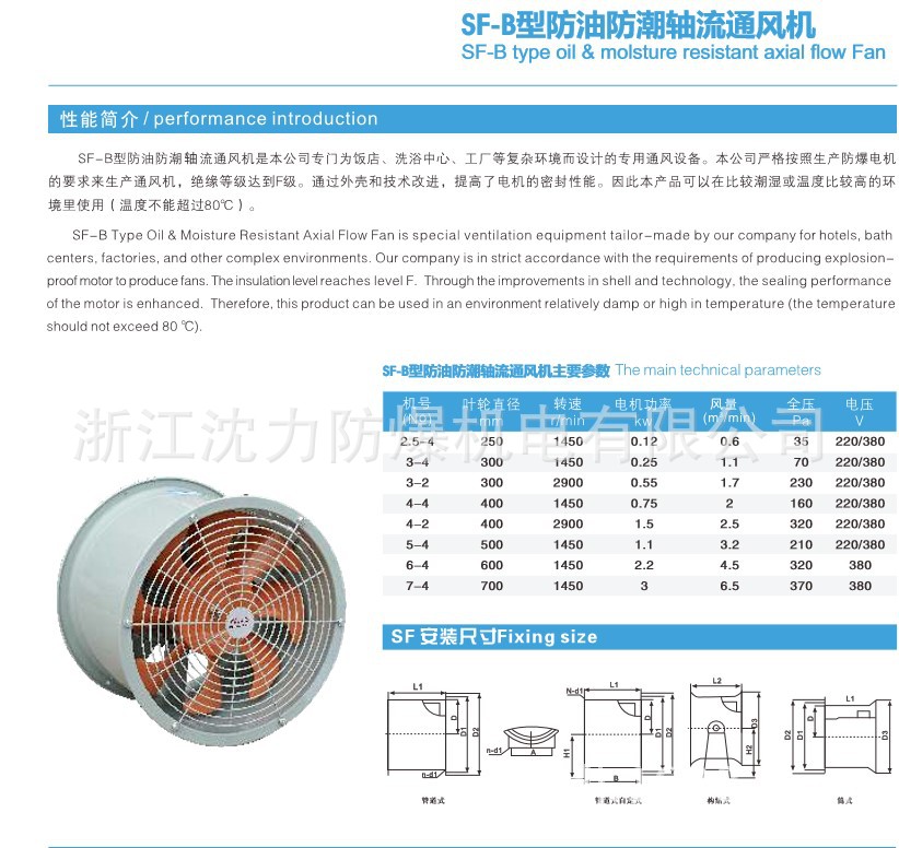 SFB7-4耐高温防油防潮轴流风机/3KW-4极/沈力牌轴流风机 定 制型-阿里巴巴