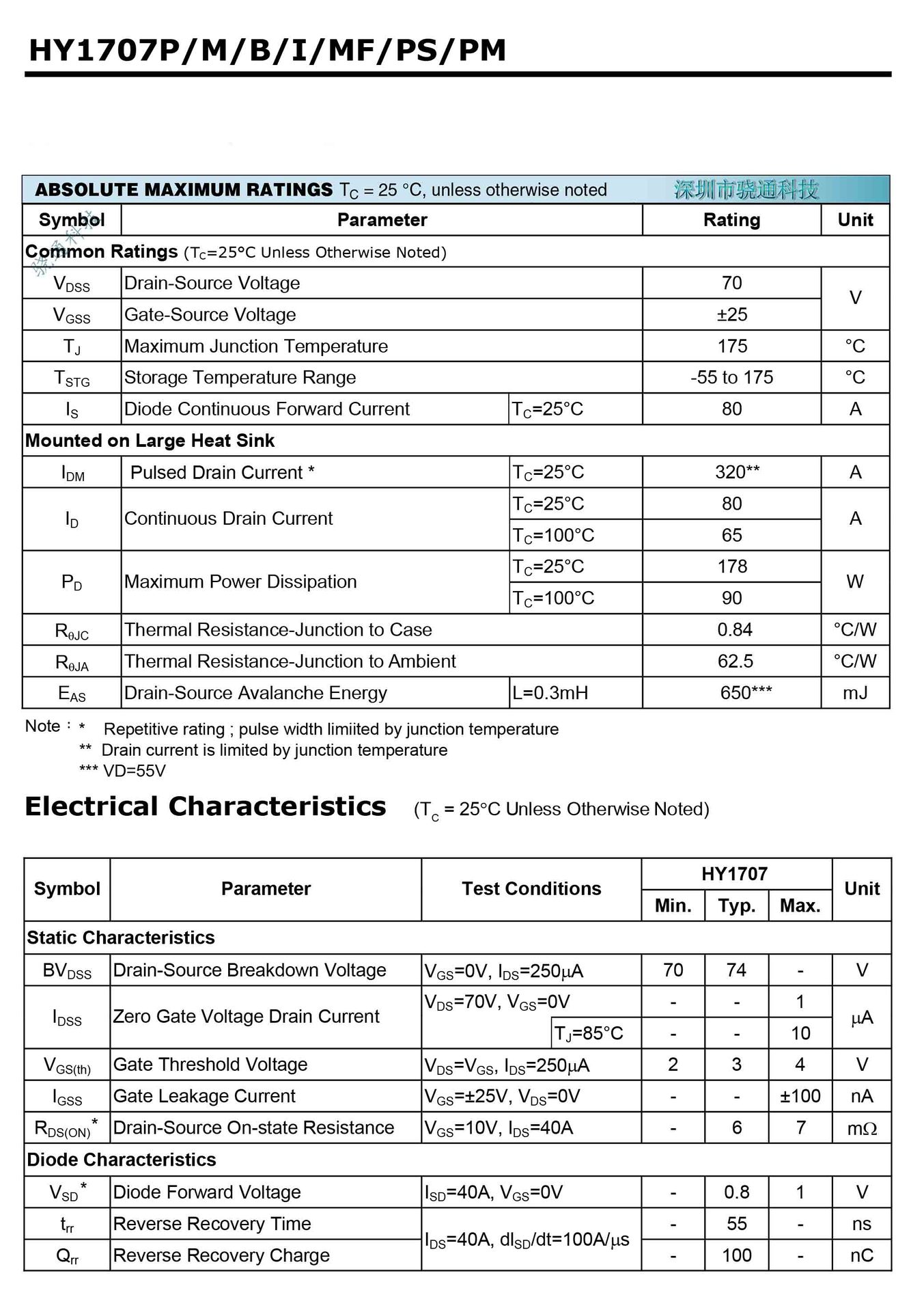 供应拆机控制器 HY1707B HY1707 T0-263 后羿MOS场效应管-阿里巴巴