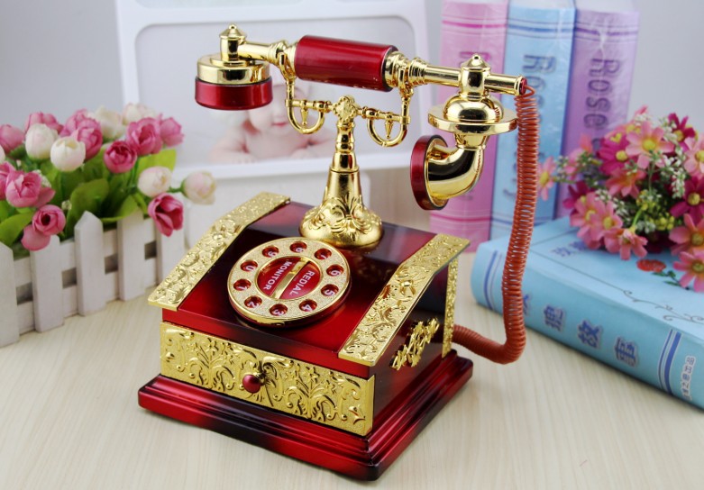 PF068古典转号电话机音乐盒 红色经款创意八音盒情侣礼物-阿里巴巴