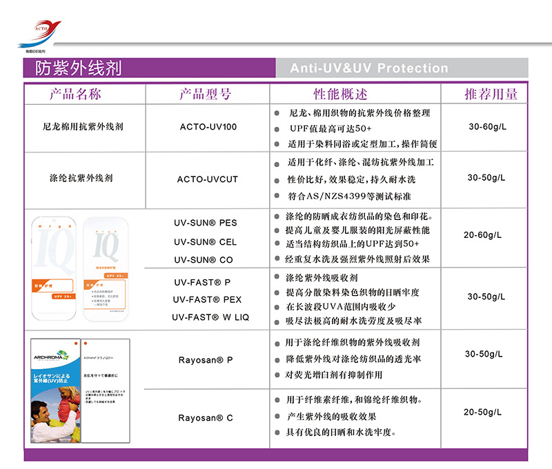 科莱恩 防紫外线UV整理剂 提供Rayosan吊牌 昂高纺织助剂-阿里巴巴