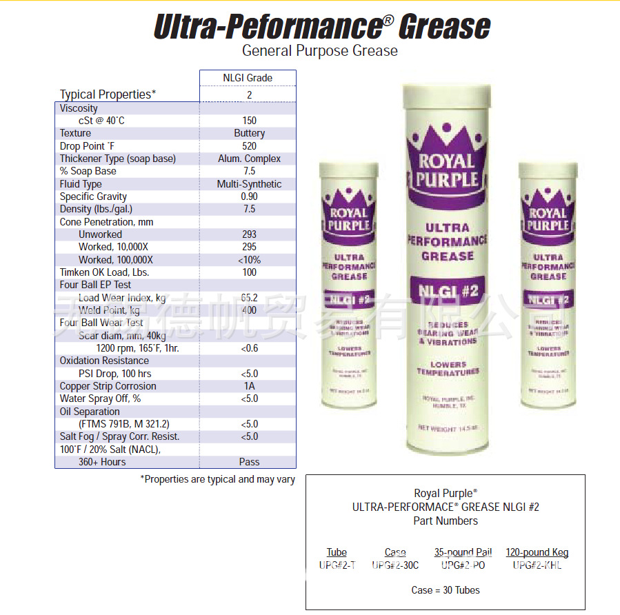紫皇冠Ultra-Performance Grease（UPG2）润滑脂-阿里巴巴