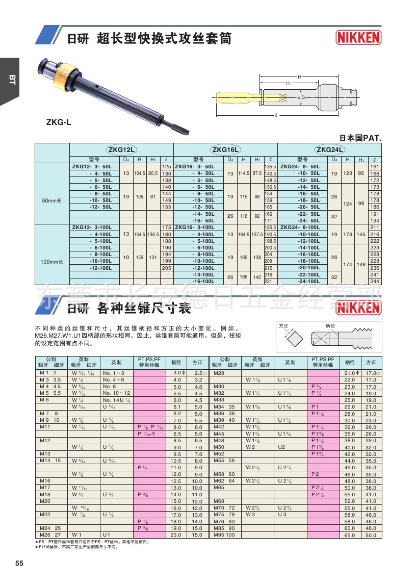 日研NIKKEN刀柄 数控刀具 BT40-Z24-100 钻夹头刀柄 日研丝攻刀柄-阿里巴巴