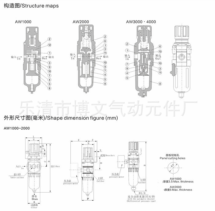 AW4000-04 过滤减压阀 调压过滤器四分G1/2-阿里巴巴