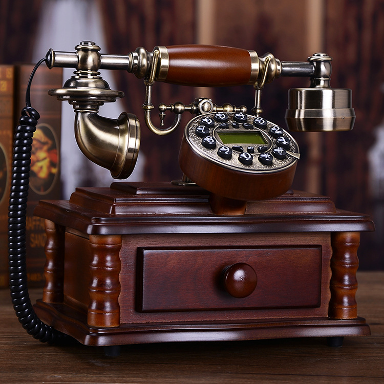 Chinese Solid Wood Antique Telephone European Home Landline Fixed Line ...