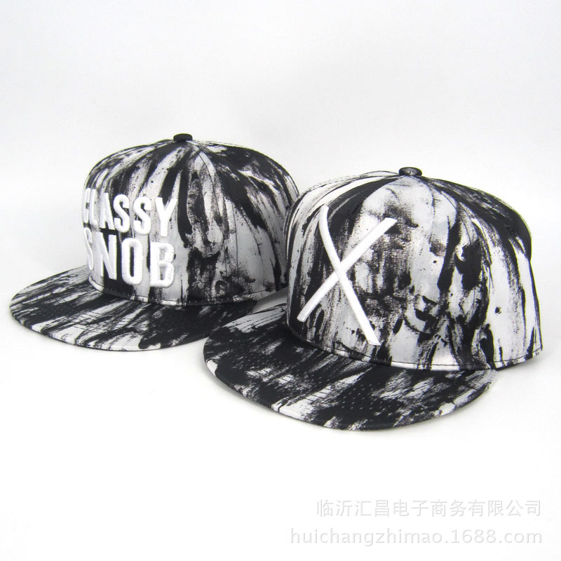 新款韩版水墨CLASSY SNOB字母刺绣嘻哈帽棒球帽平沿帽子厂家批发-阿里巴巴