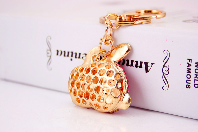 Creative cute cartoon rhinestone zodiac rabbit metal pendant little ...