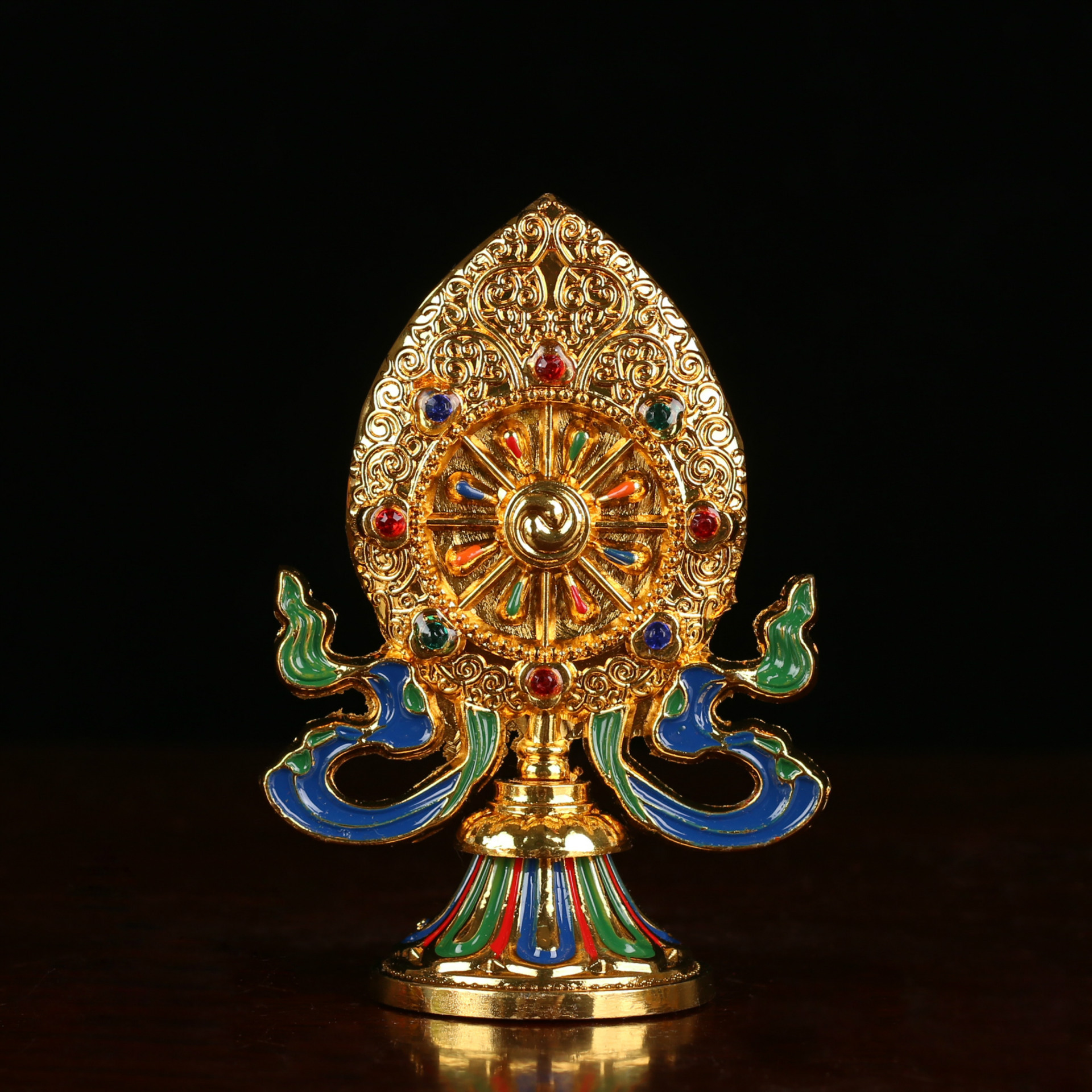 厂家直供藏传佛具 合金彩绘八吉祥 寺院法器供具 吉祥八宝摆件-阿里巴巴