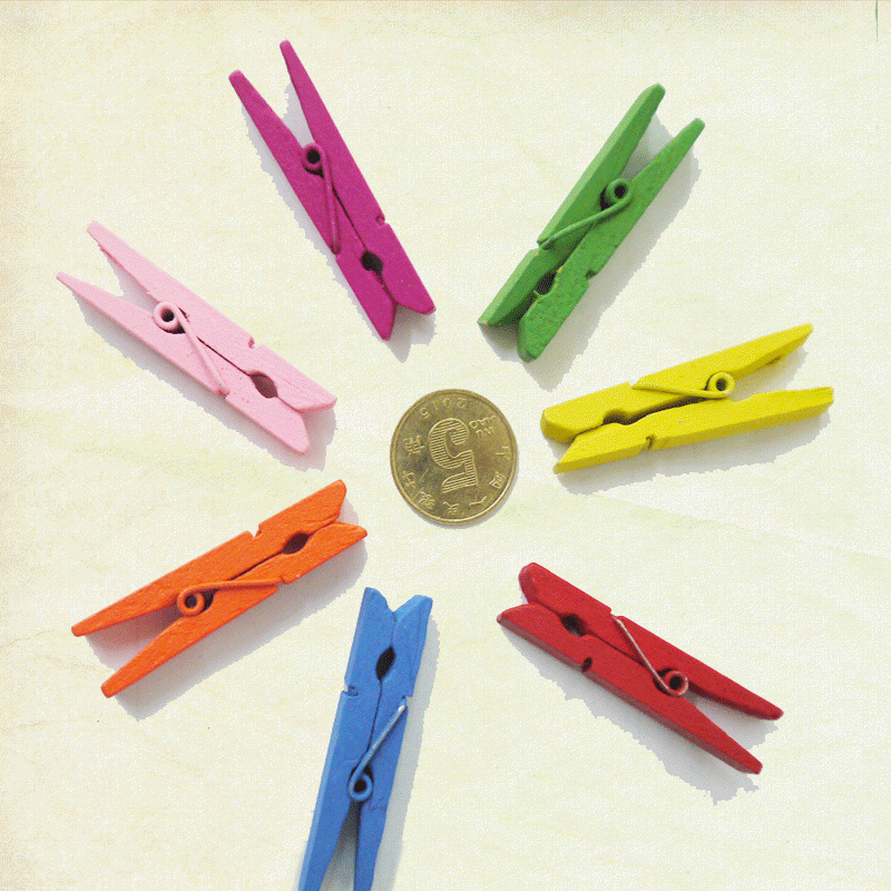 彩色木制小夹子35mm多色可选 装饰小夹子精美衣服-阿里巴巴