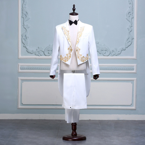 men's jazz dance suit blazers Men gold inlaid Tuxedo Suit suit set ...