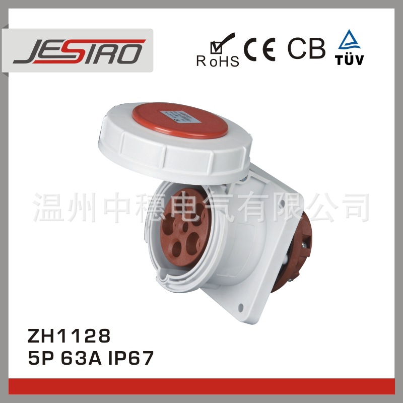 工业插头插座 暗装直插座 IP67 63A 3P+N+E工业插座ZH1128直销-阿里巴巴