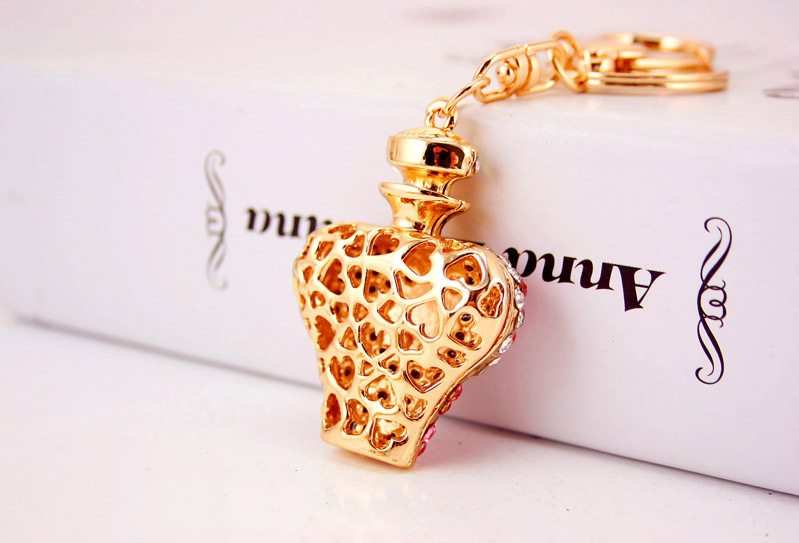 Wholesale crystal diamond perfume bottle women's car keychain ...
