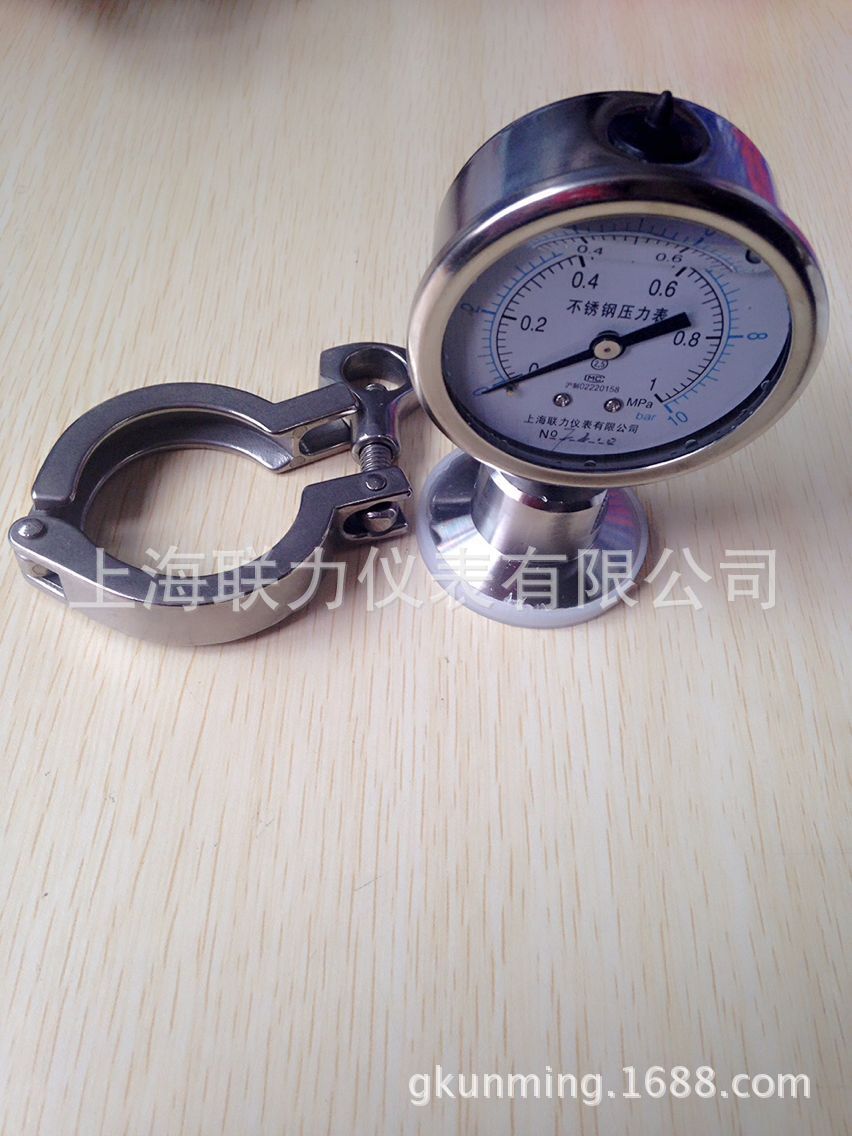 上海联力仪表YTPMF-60BF全不锈钢隔膜耐震卫生型压力表卡盘50.5mm-阿里巴巴