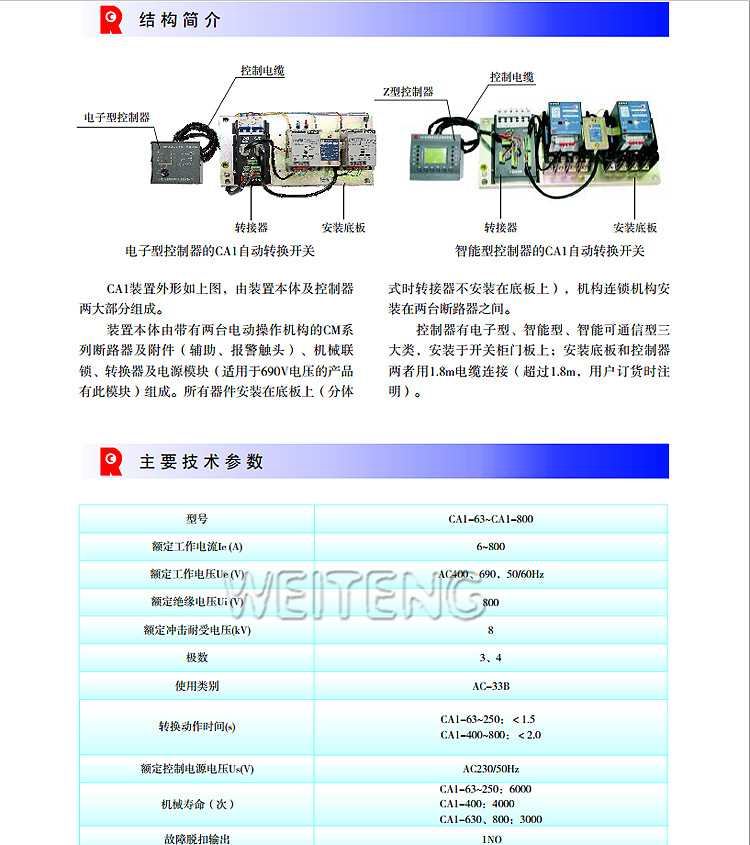 常熟开关厂CA1B-250双电源自动转换开关BZF型控制器电网与发电机-阿里巴巴
