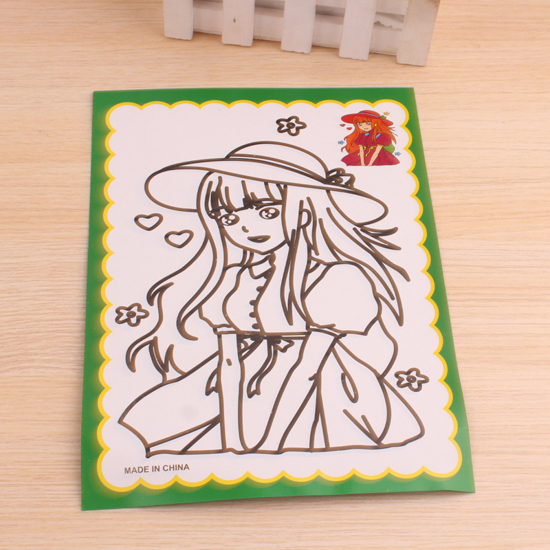 103931 6色颜料涂鸦画附2张不同图案画纸 DIY水彩画 液体填色画 - 建材批发网