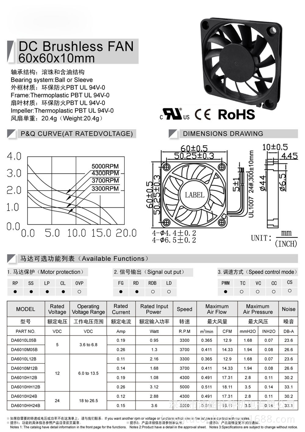 散热风扇 DC6010 60*60*10mm 5V 12V 含油轴承无刷轴流散热小风机-阿里巴巴