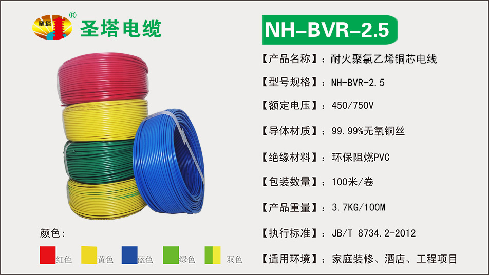 耐火铜线 耐火工程电线 耐火软电线 NH-BVR2.5平方-阿里巴巴