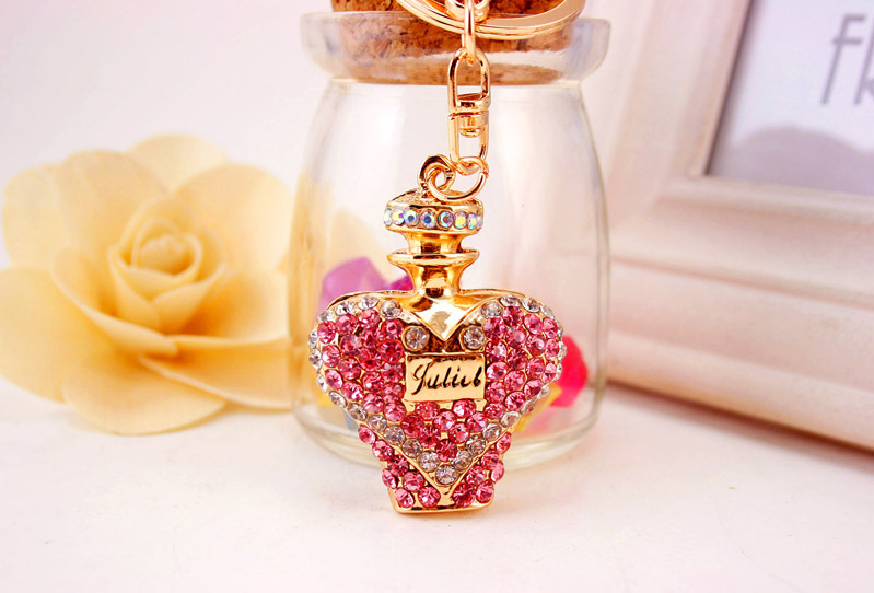Wholesale crystal diamond perfume bottle women's car keychain ...