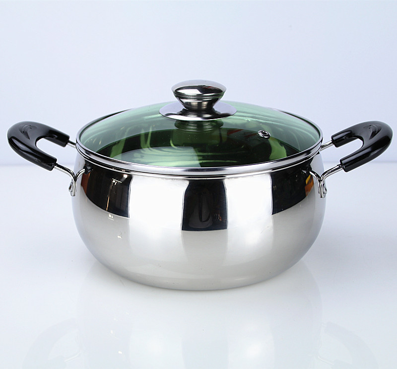 Non magnetic stainless steel pearl soup pot milk pot double handle ...