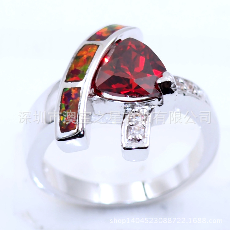 速卖通 外贸热销 锆石饰品 OPAL 欧泊 澳宝 戒指 R296 - 珠宝首饰批发网