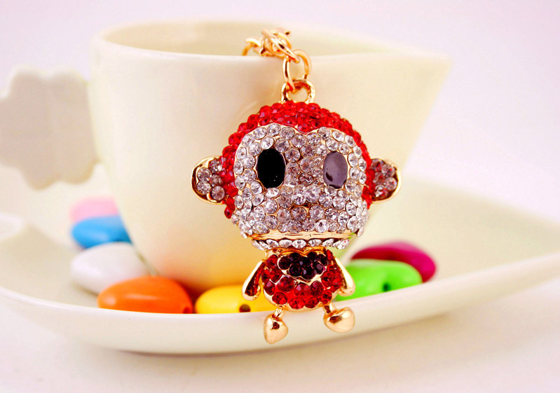 Wholesale creative cute diamond-studded little monkey keychain ...