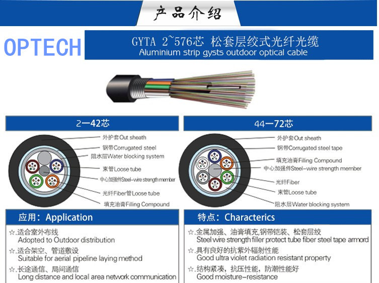 GYTA-4B1.3光缆 室外管道铠装光缆 4芯层绞铝铠单模光纤光缆-阿里巴巴