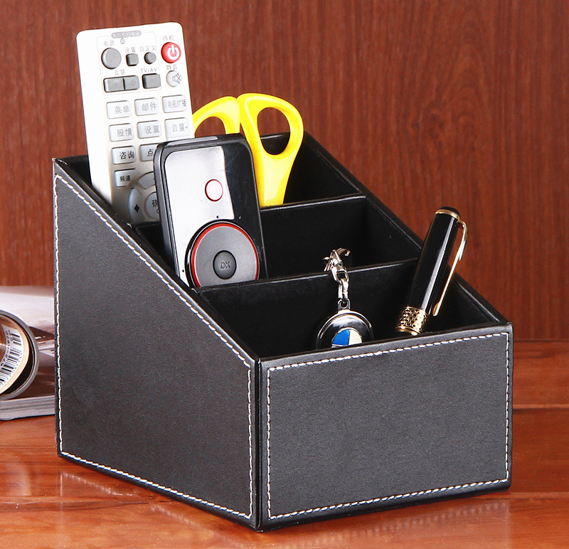 Creative Desktop Leather storage box Remote Control storage box Home ...