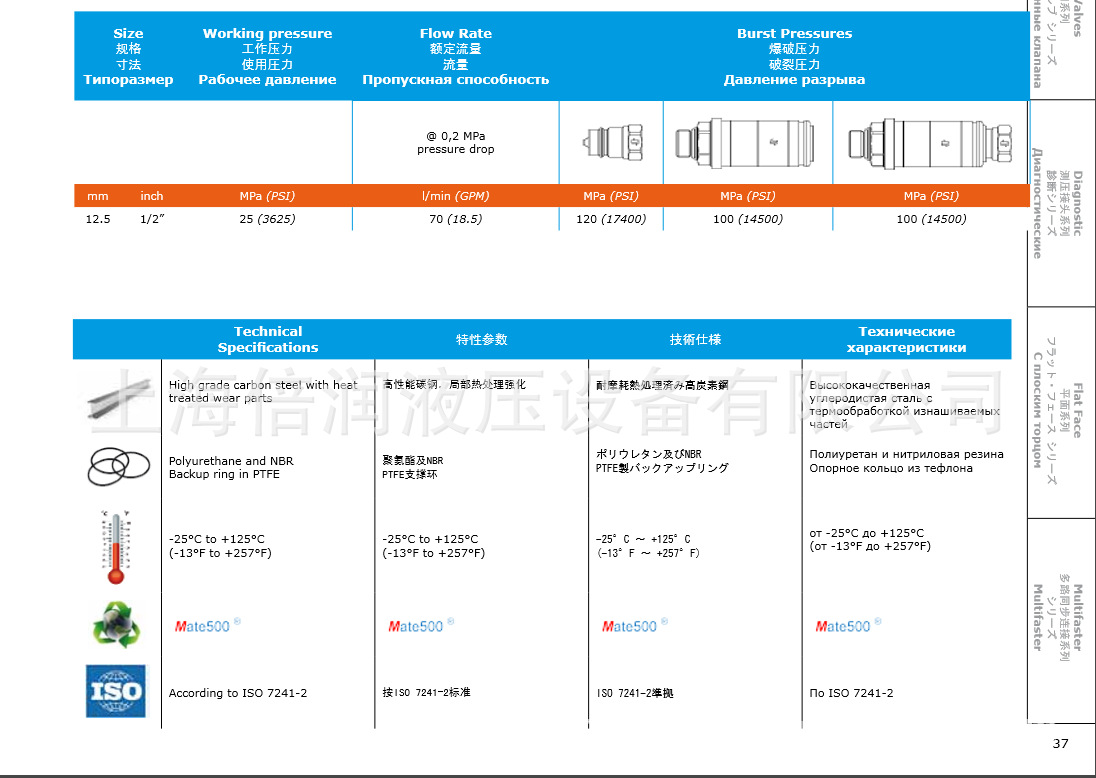 倍润FASTER液压快速接头快换接头碳钢锥面4SRPV 12 GAS F系列-阿里巴巴