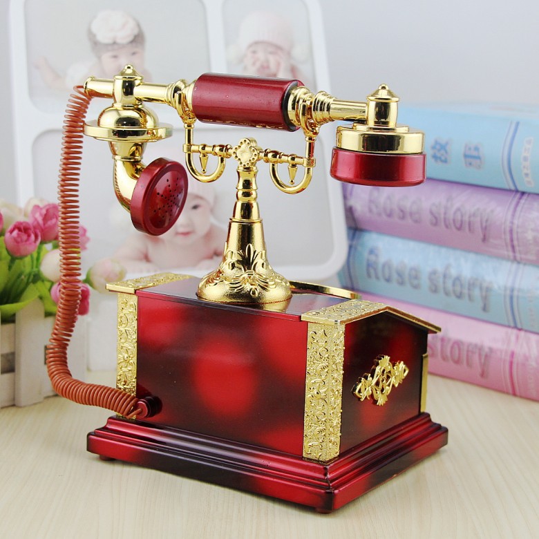 PF068古典转号电话机音乐盒 红色经款创意八音盒情侣礼物-阿里巴巴