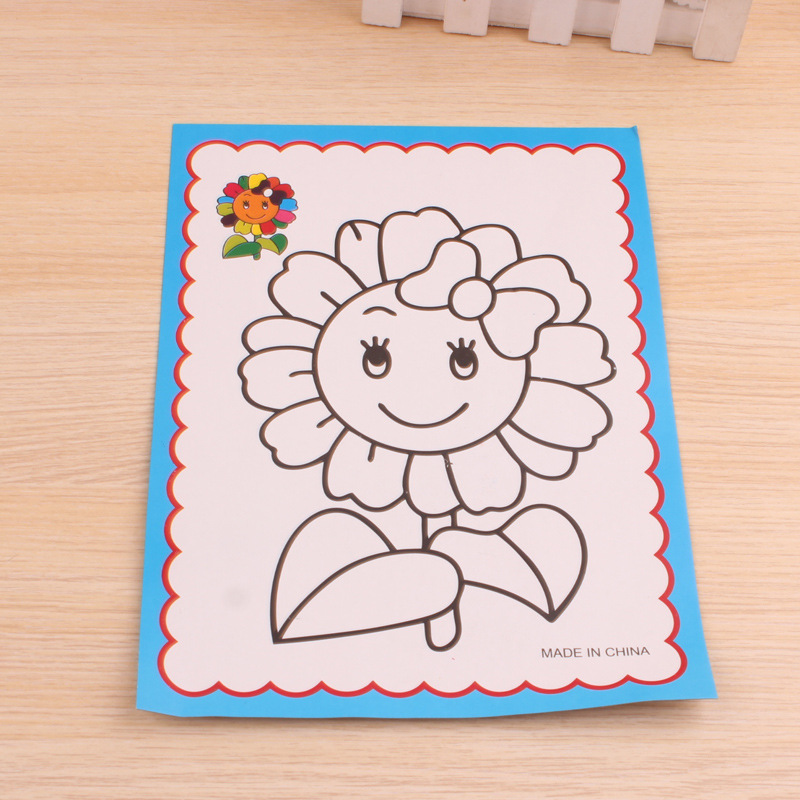 103931 6色颜料涂鸦画附2张不同图案画纸 DIY水彩画 液体填色画 - 建材批发网