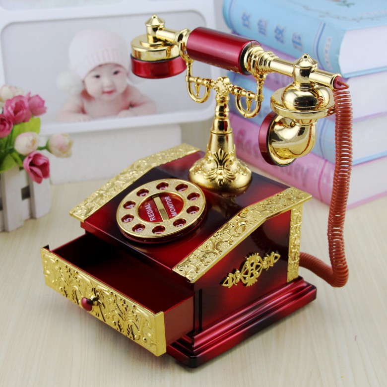 PF068古典转号电话机音乐盒 红色经款创意八音盒情侣礼物-阿里巴巴