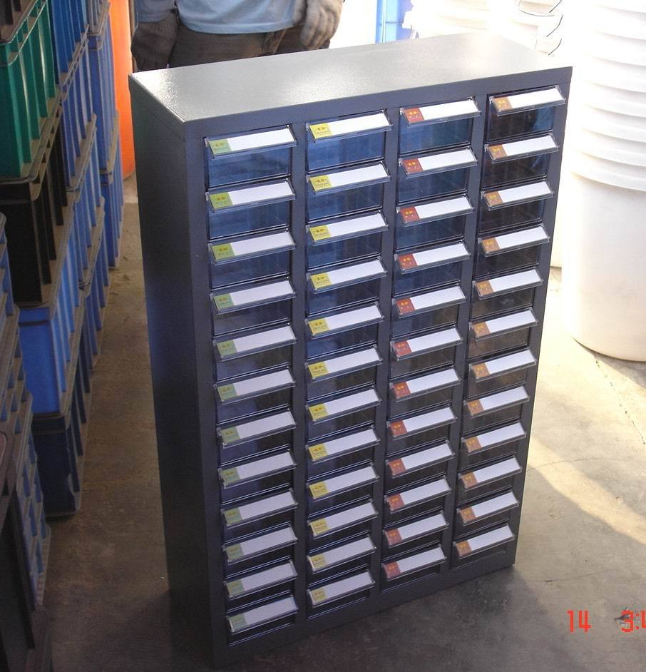 48抽零件柜 塑料螺丝柜 抽屉元件柜 防静电铁皮抽屉柜 包木架 - 办公批发网