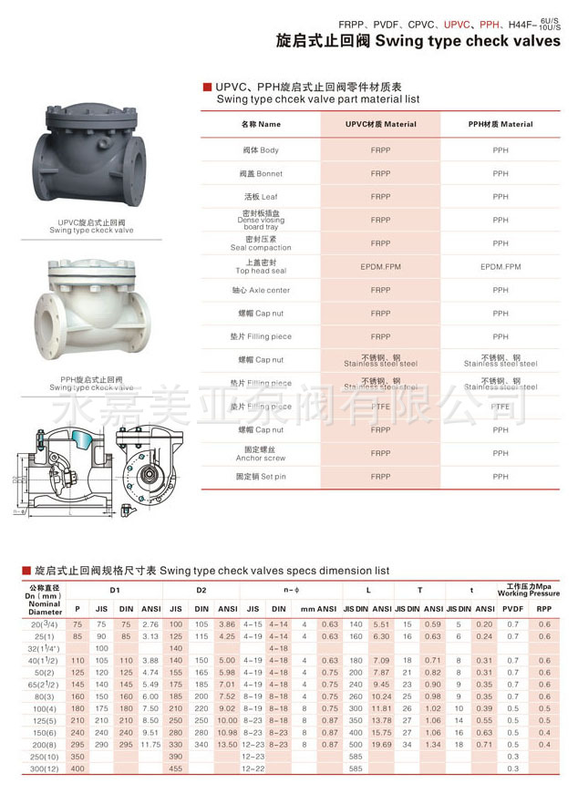 H44F-10S-DN100塑料法兰止回阀 UPVC/PP塑料旋启式止回阀-阿里巴巴