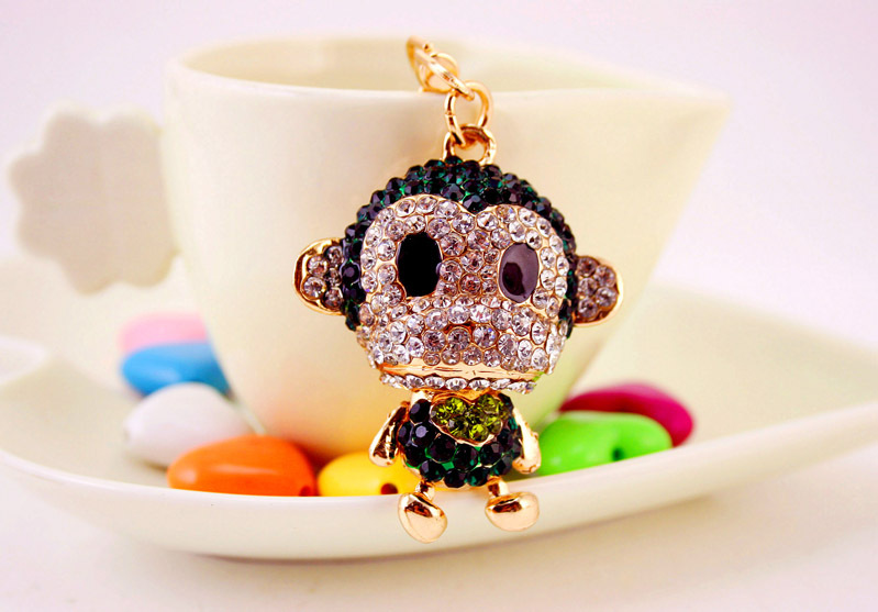 Wholesale creative cute diamond-studded little monkey keychain ...