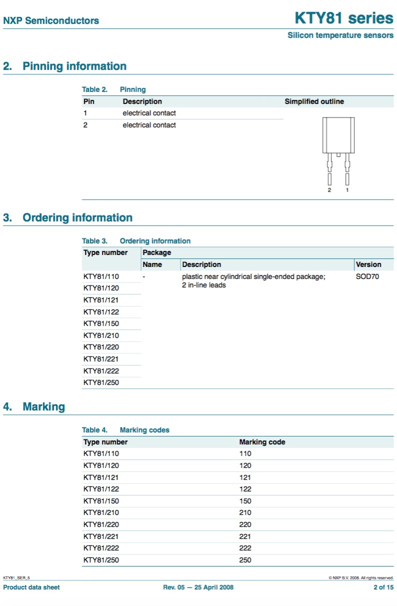 硅温度传感器适用于汽车KTY81/120,112-阿里巴巴