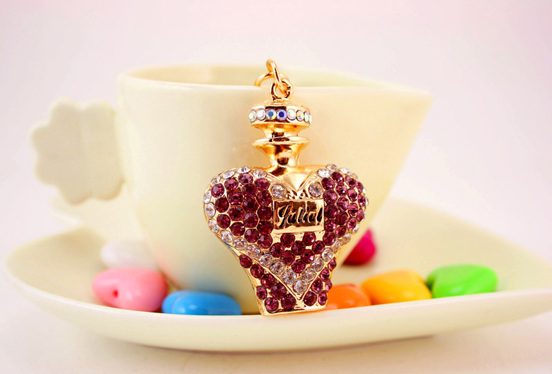 Wholesale crystal diamond perfume bottle women's car keychain ...