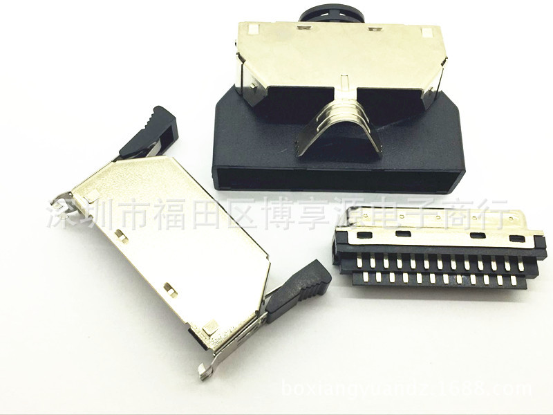 SCSI14PIN插头14P公头焊线式SCSI-14针连接器14芯伺服器接头卡扣-阿里巴巴