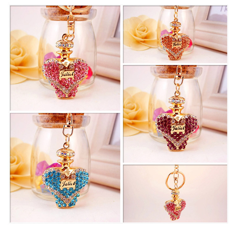 Wholesale crystal diamond perfume bottle women's car keychain ...