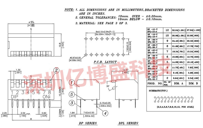台湾园达DIP 侧拨开关DPL-04-V拨码开关4位钢琴式4P红色 NDPL-04V-阿里巴巴