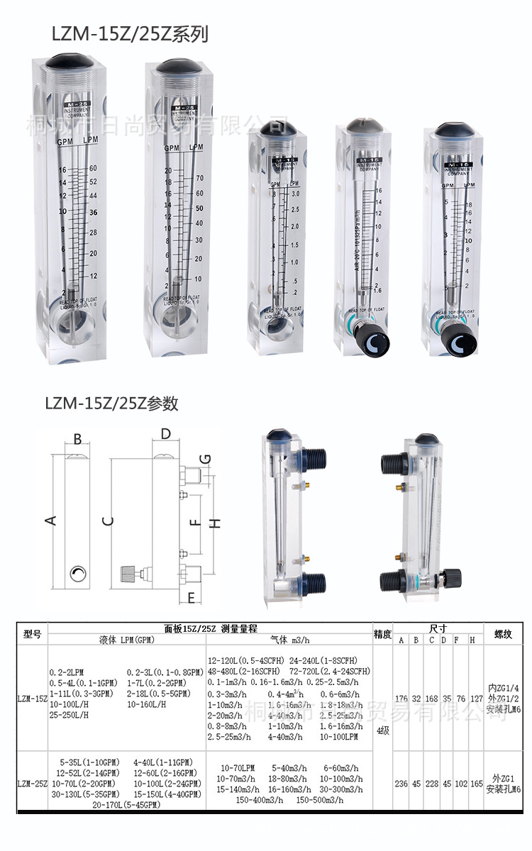 LZM-15Z空气流量计氮气1/2/4/7立方液体水不锈钢接头2/5GPM7/18L-阿里巴巴