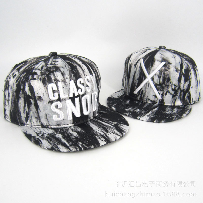 新款韩版水墨CLASSY SNOB字母刺绣嘻哈帽棒球帽平沿帽子厂家批发-阿里巴巴